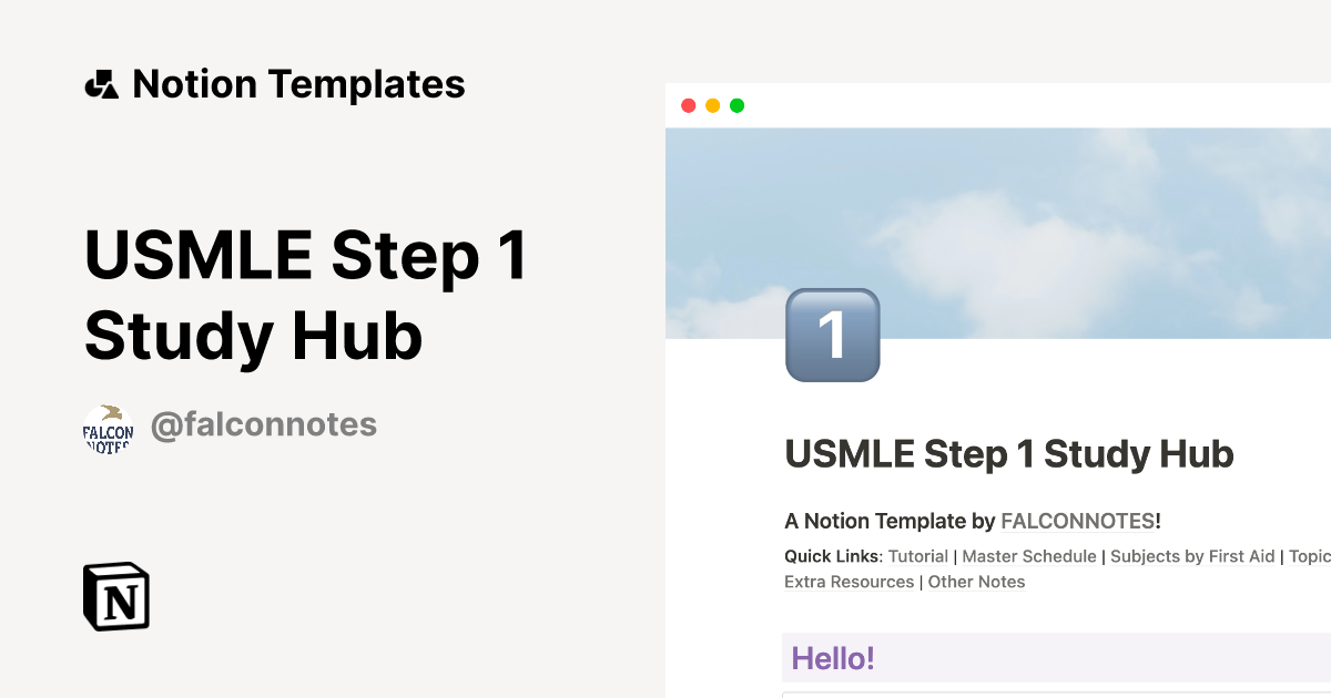 USMLE Step 1 Study Hub Template | Notion Marketplace