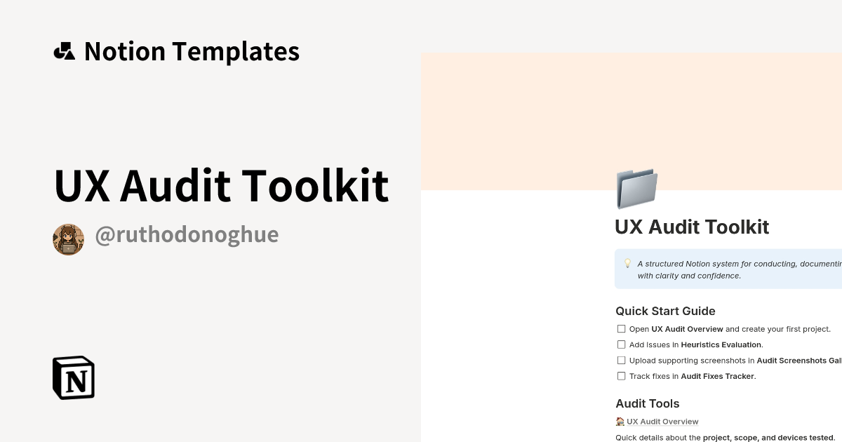 UX Audit Toolkit Template | Notion Marketplace
