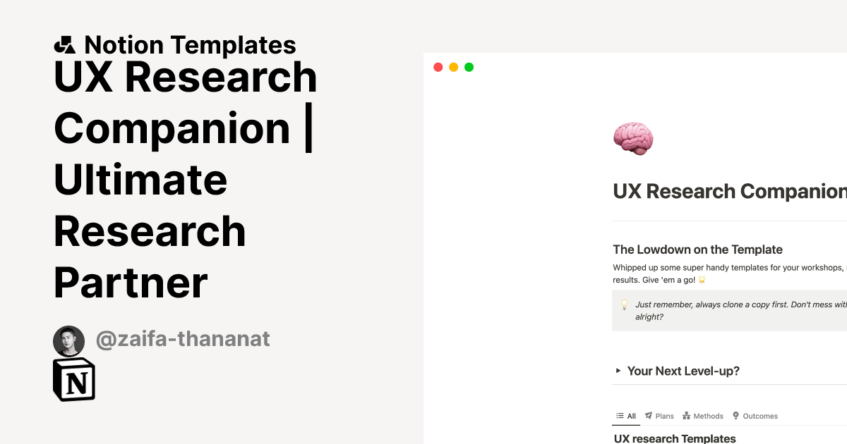 UX Research Companion | Ultimate Research Partner Template | Notion ...