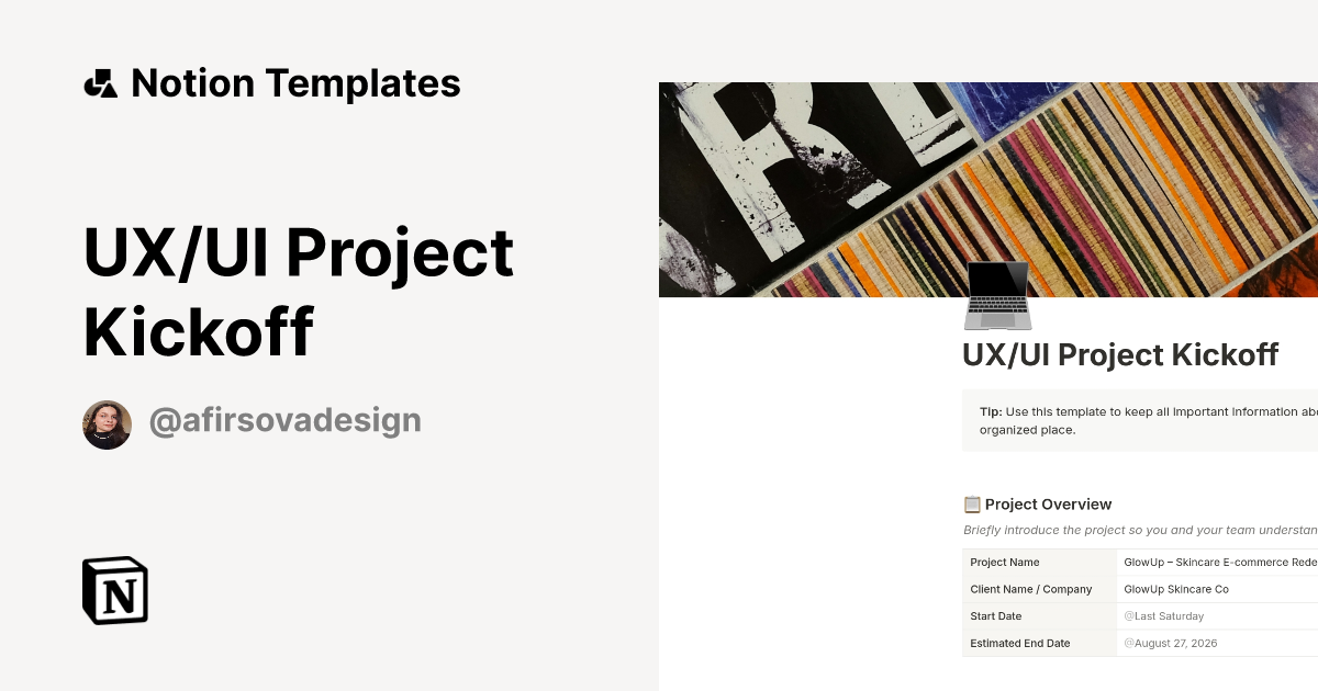 UX/UI Project Kickoff Template by Anastasiia Firsova | Notion Marketplace
