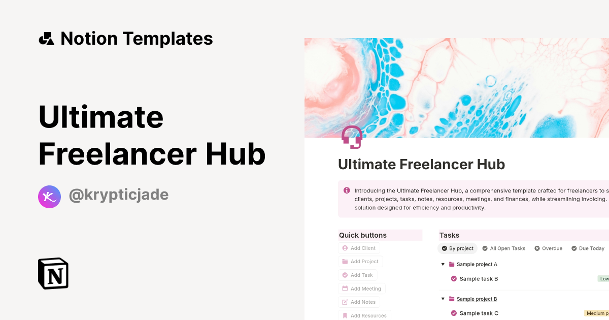 Ultimate Freelancer Hub Template | Notion Marketplace