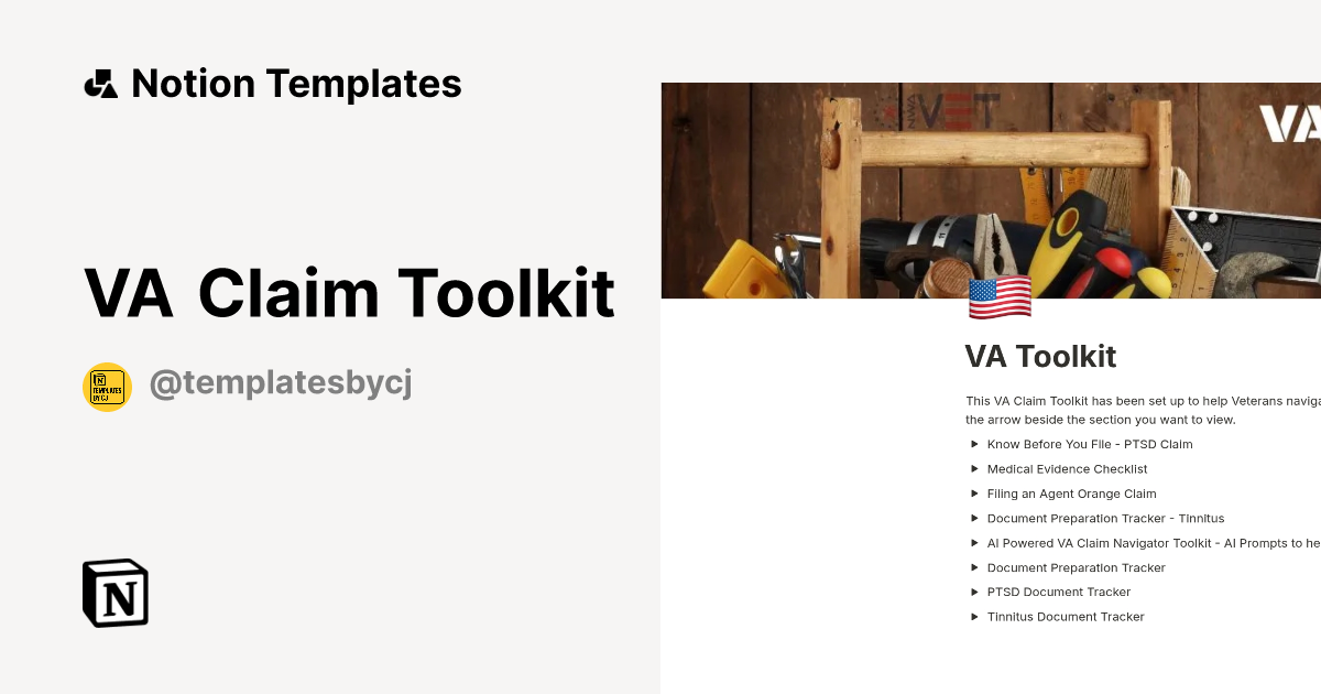 VA Claim Toolkit Template by Templates by CJ | Notion Marketplace