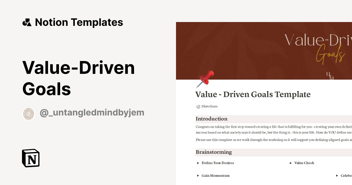 Value-Driven Goals Template | Notion Marketplace