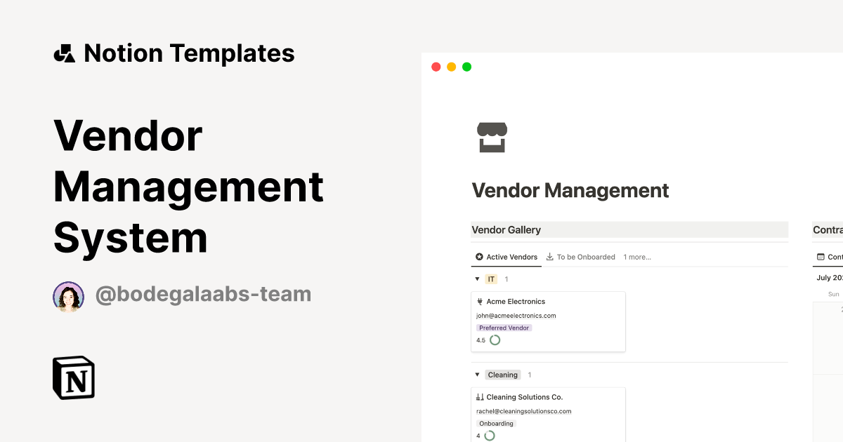 Vendor Management System Template by Triz | Notion Marketplace