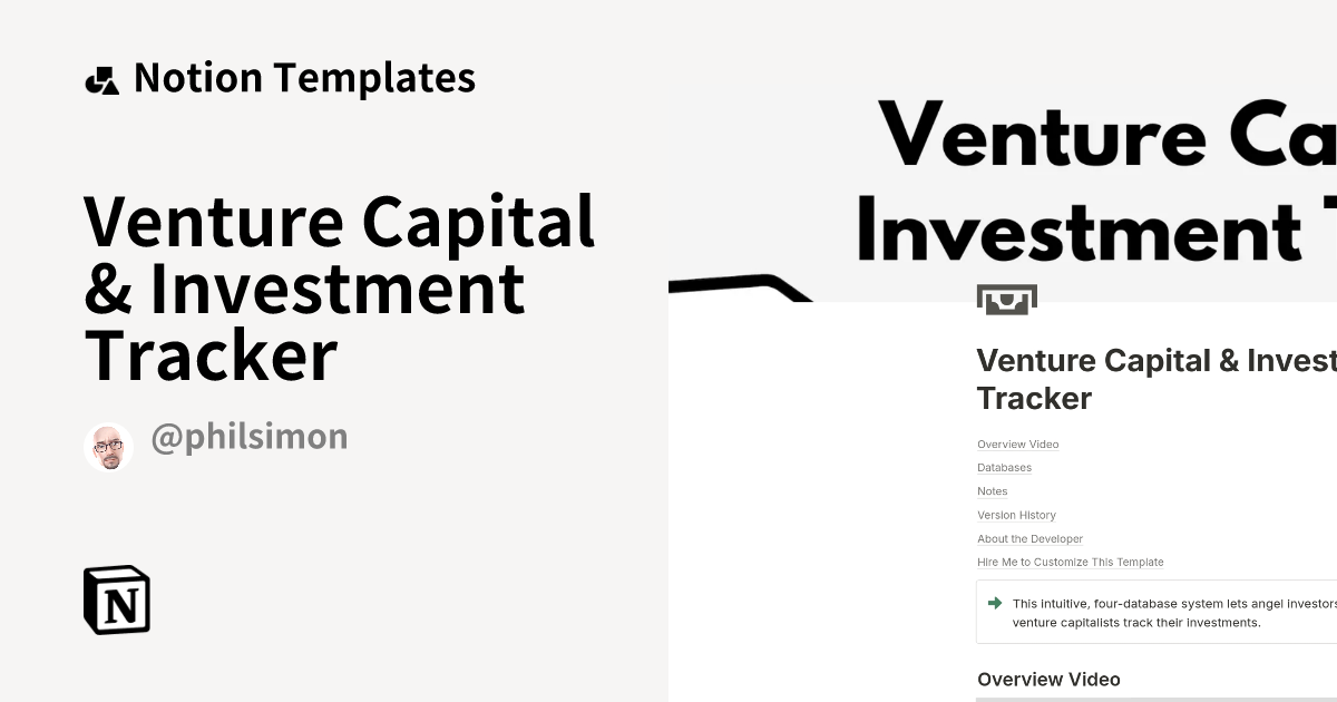Venture Capital & Investment Tracker Template by Phil Simon | Notion ...