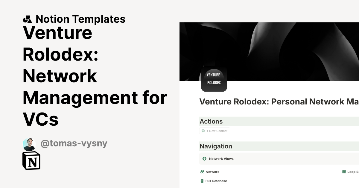 Venture Rolodex: Network Management for VCs Template by Tomas Vysny | Notion Marketplace