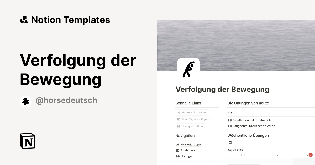 Verfolgung der Bewegung Template by Horse | Notion Marketplace