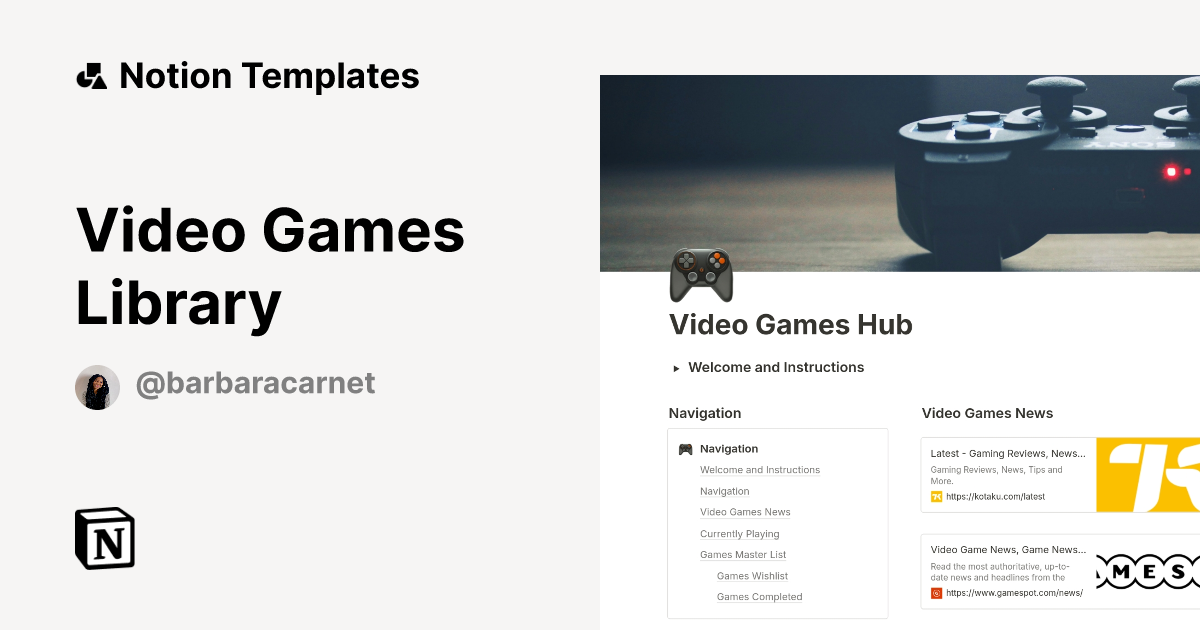 Video Games Library Template | Notion Marketplace