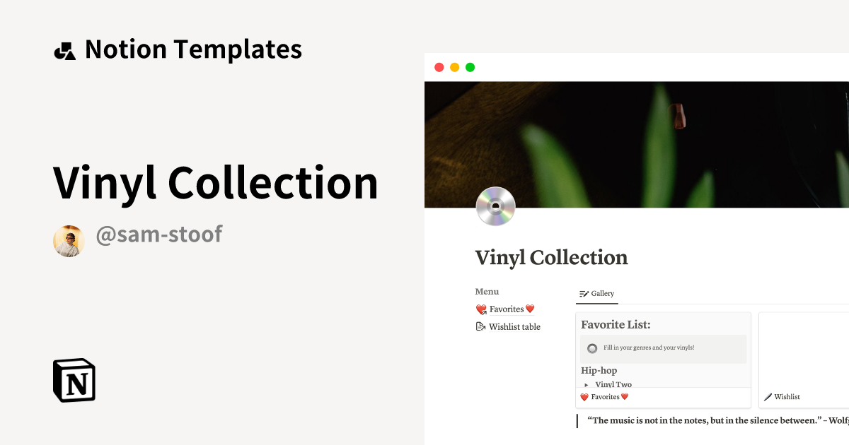 Vinyl Collection Template | Notion Marketplace