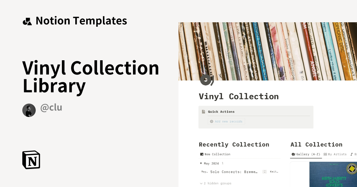 Vinyl Collection Library Template by Clu Soh | Notion Marketplace