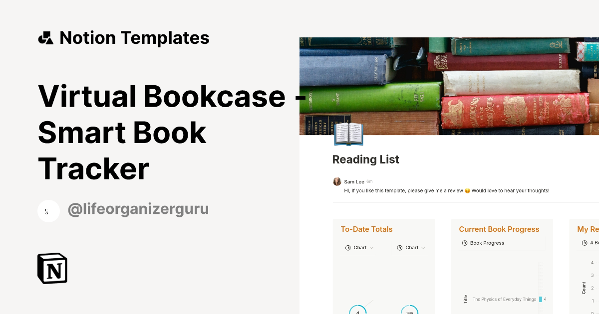Virtual Bookcase - Smart Book Tracker Template | Notion Marketplace