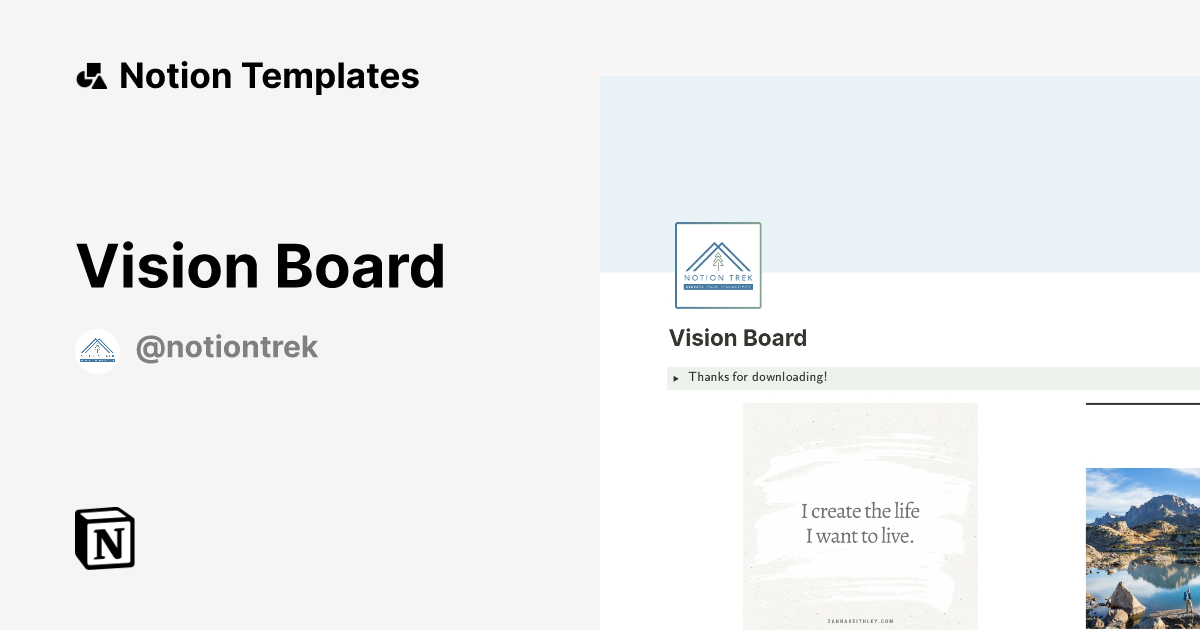 Vision Board Template by Notion Trek | Notion Marketplace