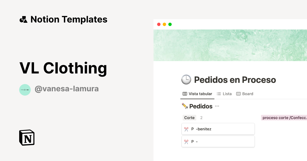 VL Clothing Template by Vanesa Lamura | Notion Marketplace