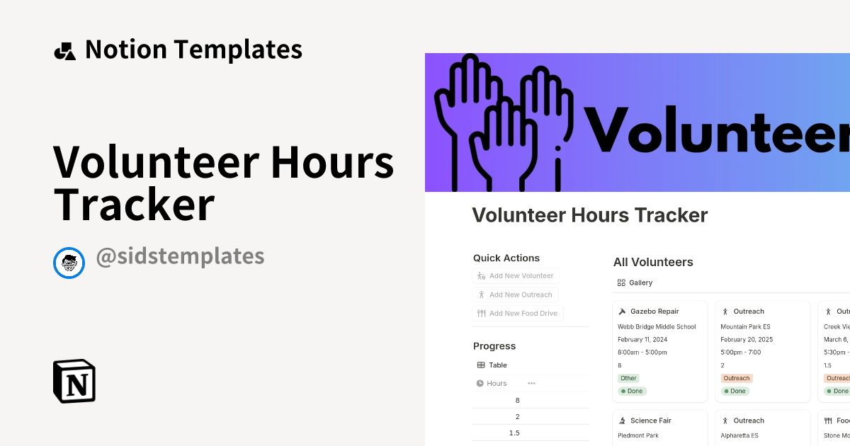 Volunteer Hours Tracker Template | Notion Marketplace