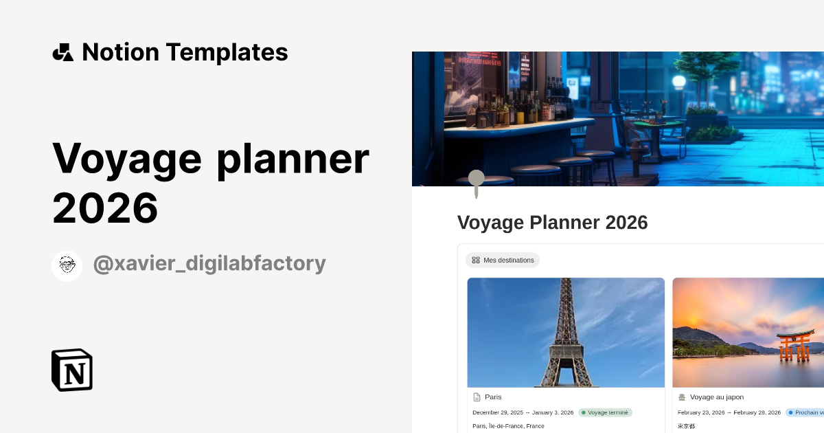 Voyage planner 2026 Template by Xavier | Notion Marketplace