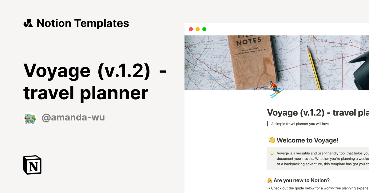 Voyage (v.1.2) - travel planner Template | Notion Marketplace