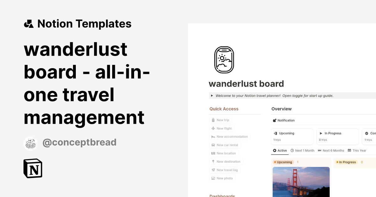 wanderlust board - all-in-one travel management Template | Notion Marketplace