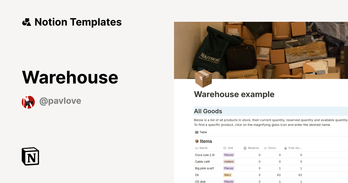 Warehouse Template | Notion Marketplace