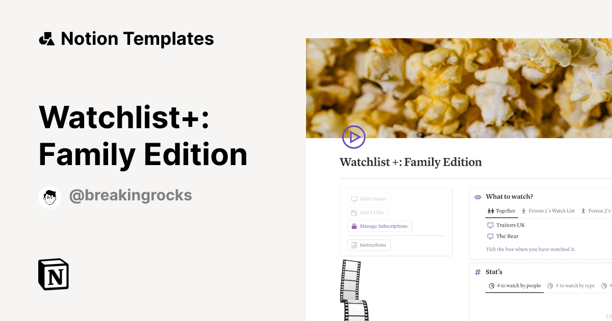 Watchlist+: Family Edition Template | Notion Marketplace