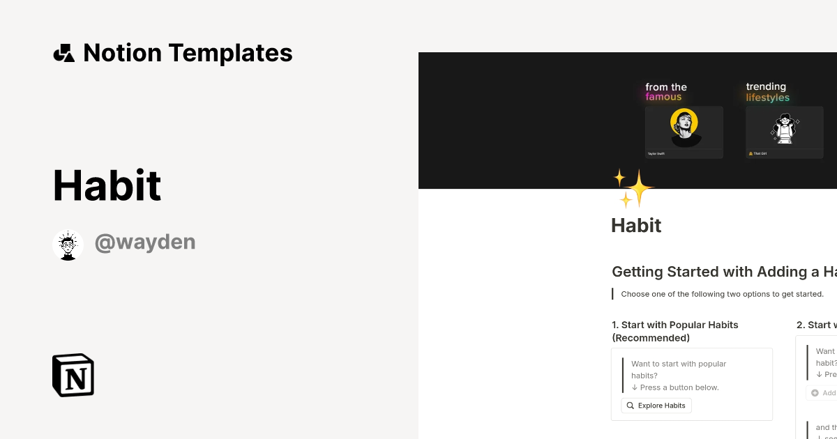 Habit Template by wayden | Notion Marketplace
