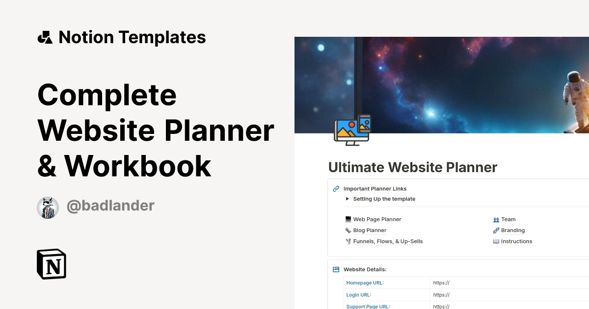 Complete Website Planner & Workbook Template by Badlander Digital ...