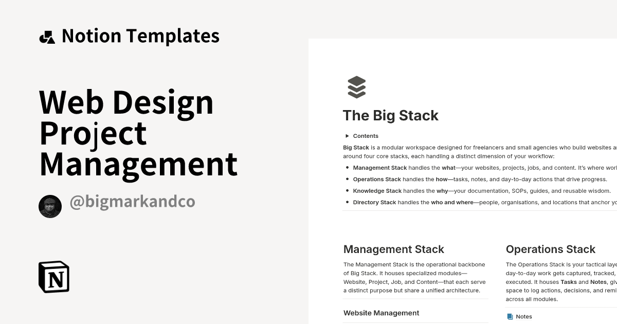 Web Design Project Management Template | Notion Marketplace