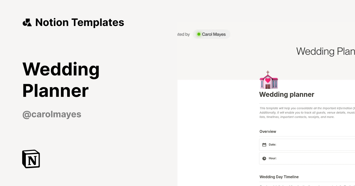 Wedding Planner Template | Notion Marketplace