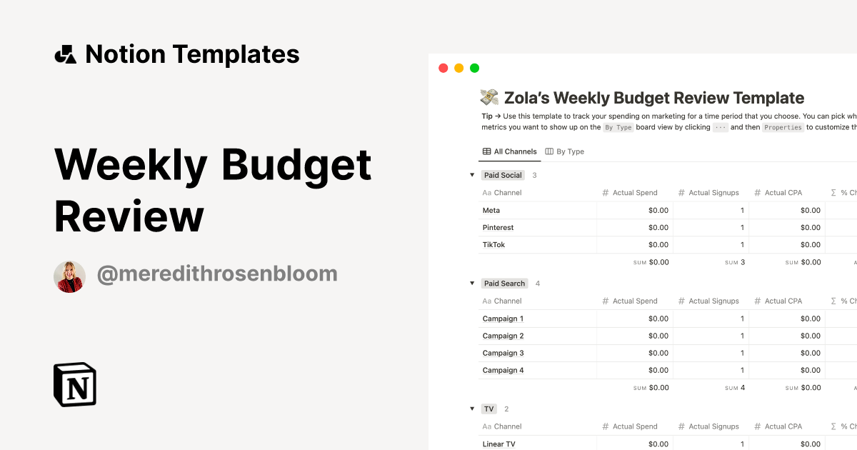 Weekly Budget Review Template | Notion Marketplace