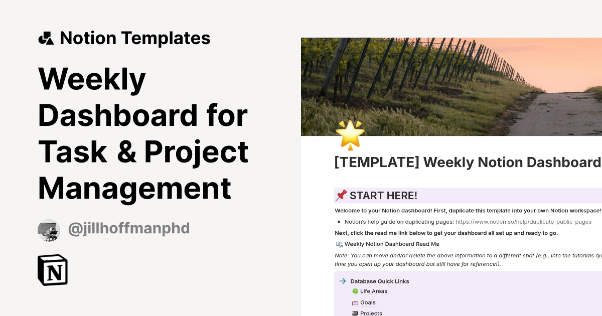 Weekly Dashboard for Task & Project Management Template | Notion ...