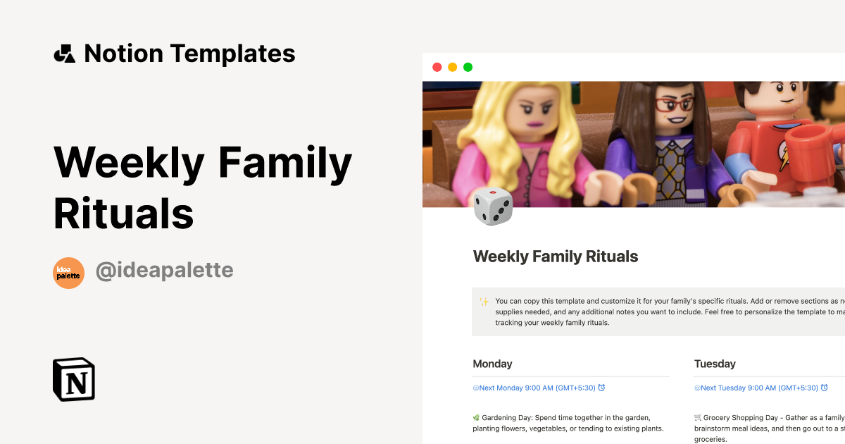 Weekly Family Rituals Template by Idea Palette | Notion Marketplace