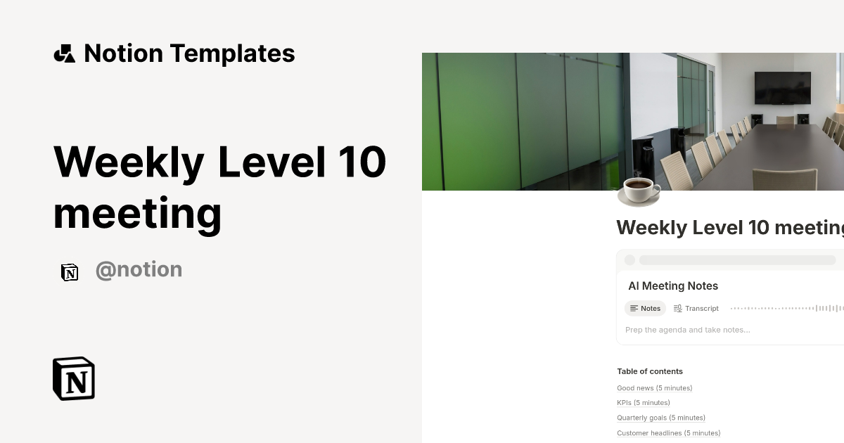 Weekly Level 10 meeting 2025 Template | Notion Marketplace