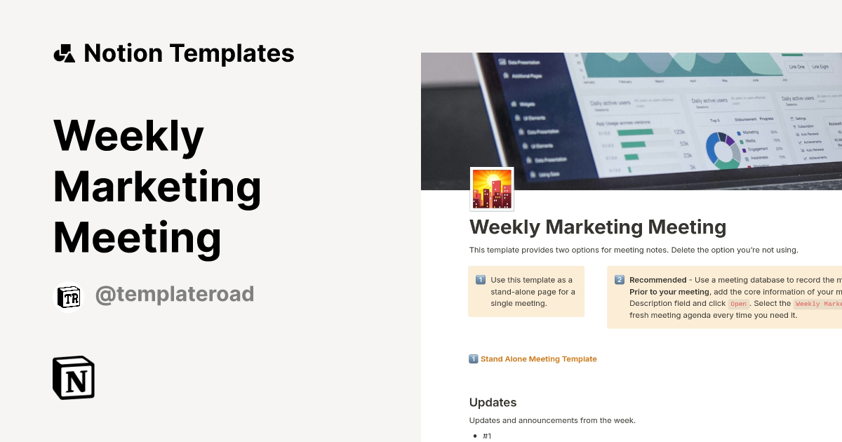 Weekly Marketing Meeting Template by Template Road | Notion Marketplace
