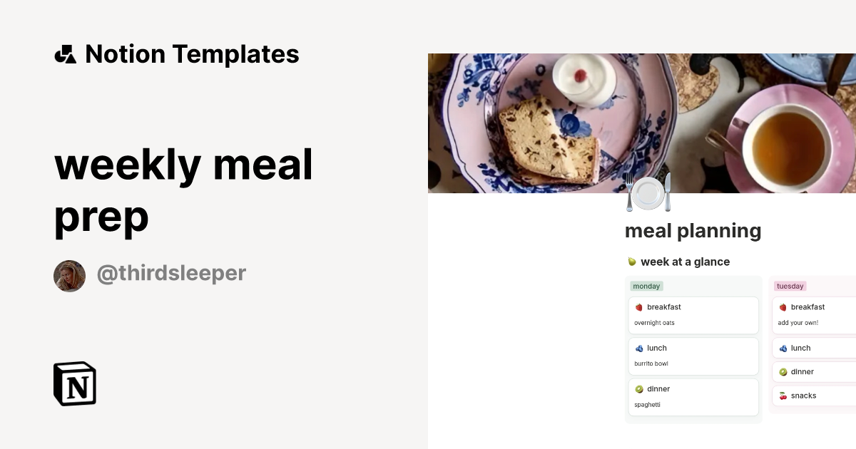 weekly meal prep Template | Notion Marketplace