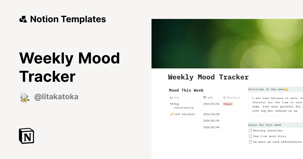 Weekly Mood Tracker Template | Notion Marketplace