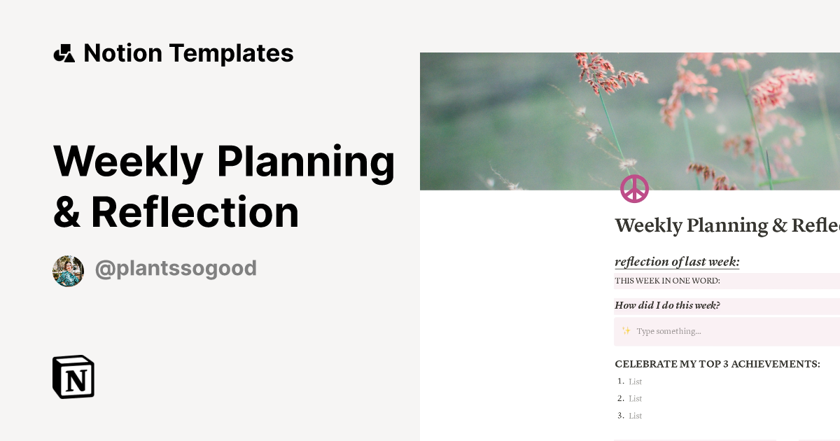 Weekly Planning & Reflection Template | Notion Marketplace