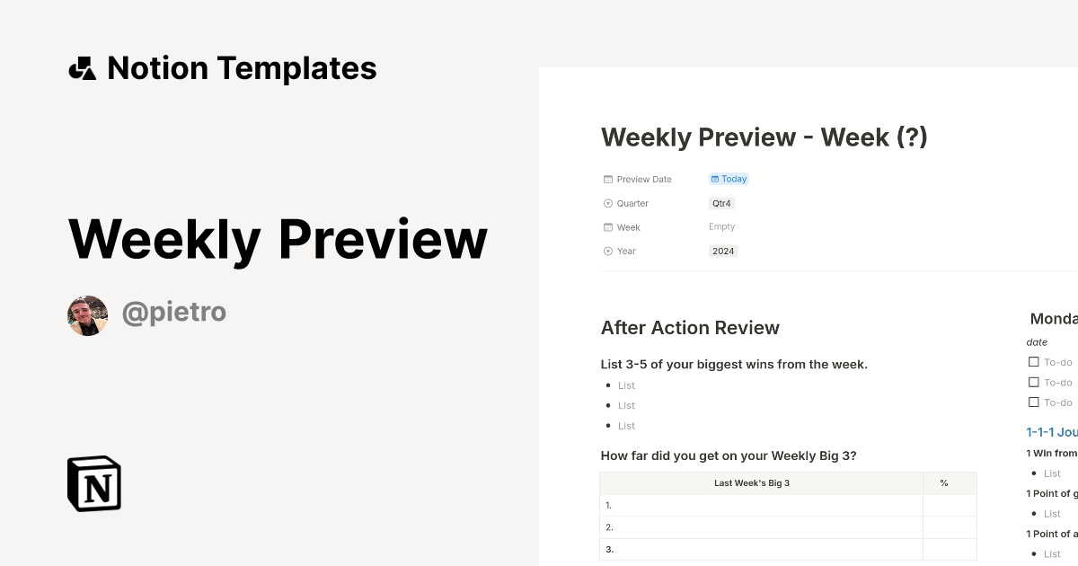 Weekly Preview Template | Notion Marketplace