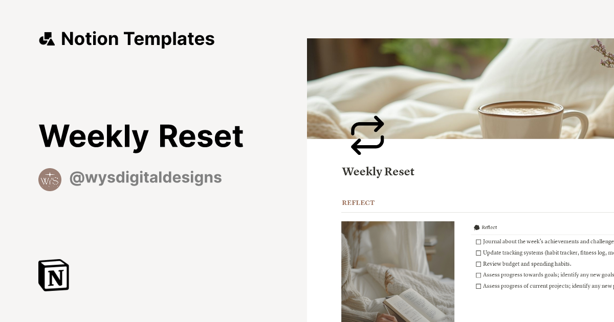 Weekly Reset Template by WYS Digital Designs | Notion Marketplace