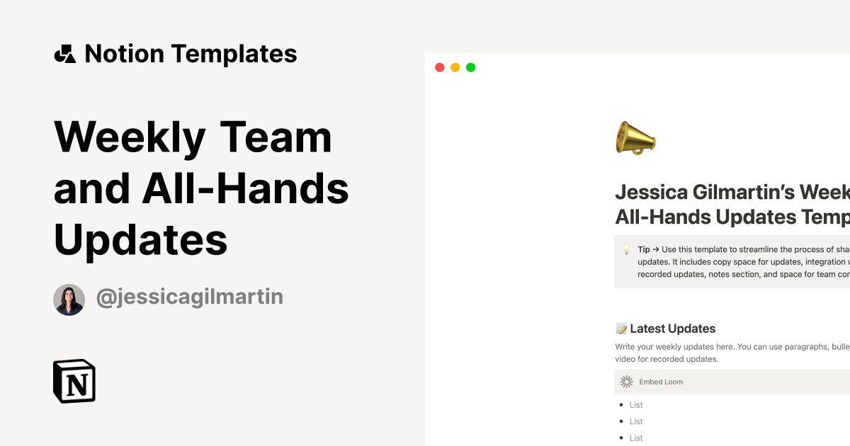 Weekly Team and All-Hands Updates Template by Jessica Gilmartin ...