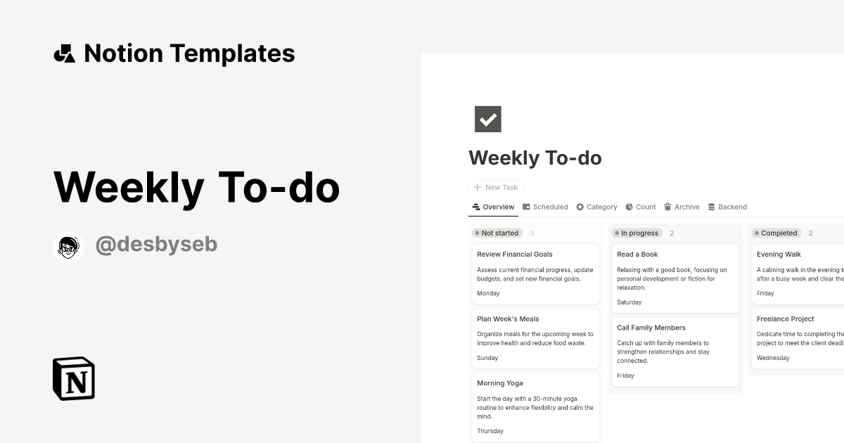 Weekly To-do Template | Notion Marketplace