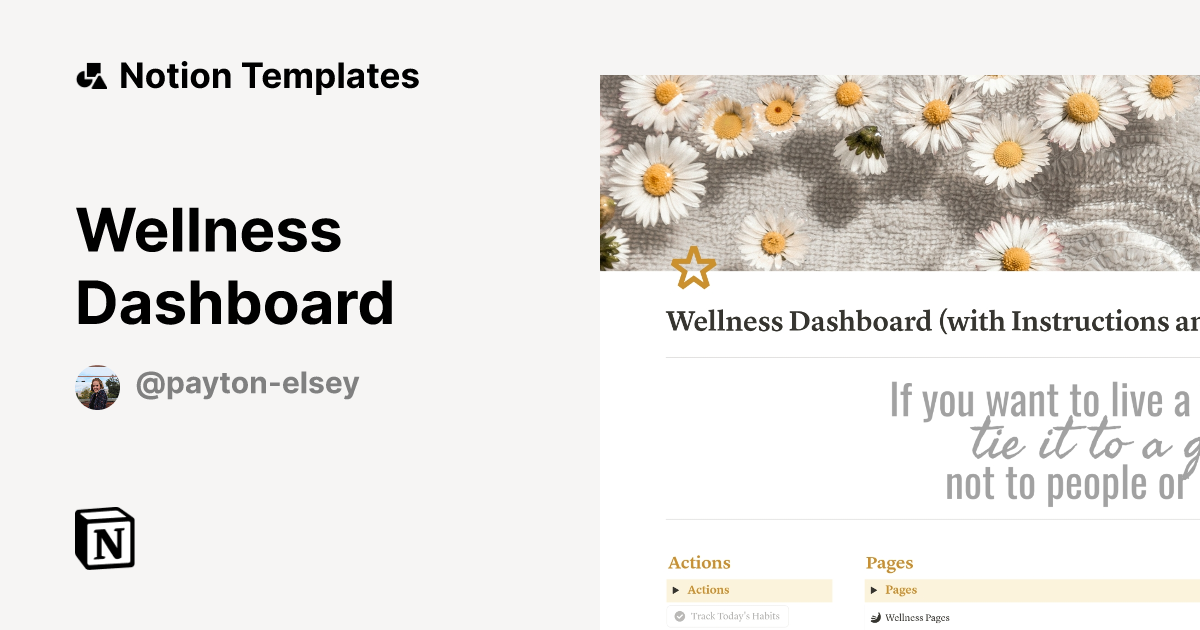 Wellness Dashboard Template | Notion Marketplace