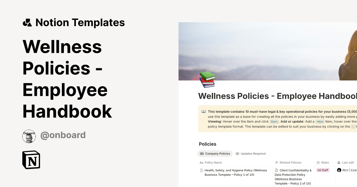 Wellness Policies - Employee Handbook Template | Notion Marketplace