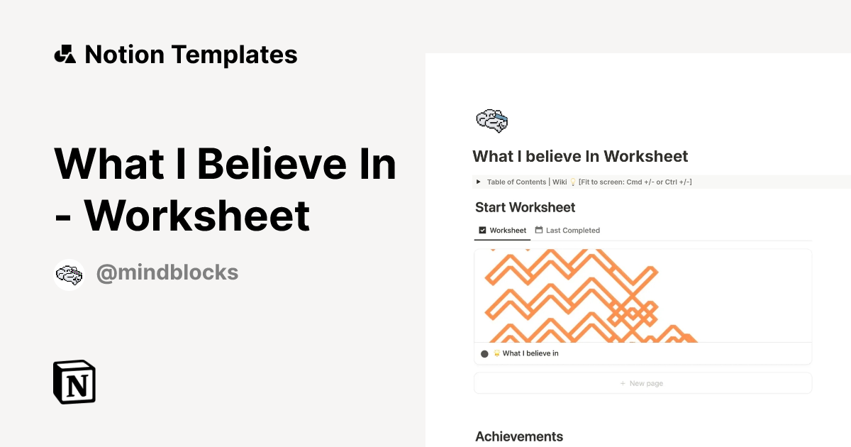 What I Believe In - Worksheet Template by MindBlocks | Notion Marketplace