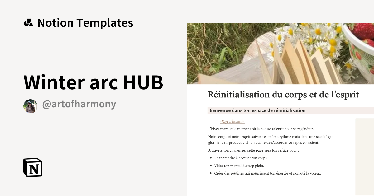 Winter arc HUB Template by Art of Harmony | Notion Marketplace
