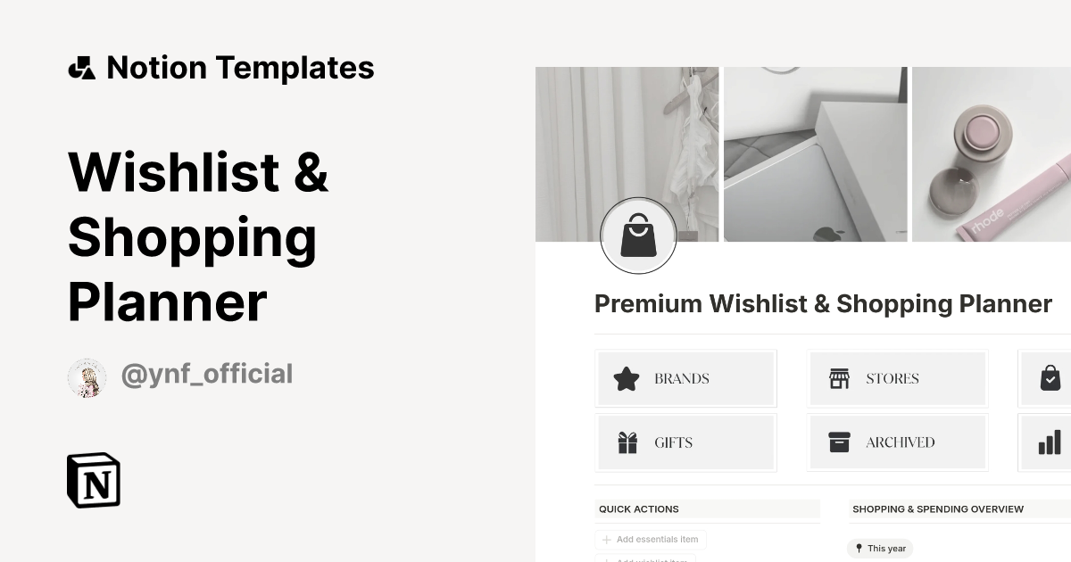 Wishlist & Shopping Planner Template by YNF Templates | Notion Marketplace