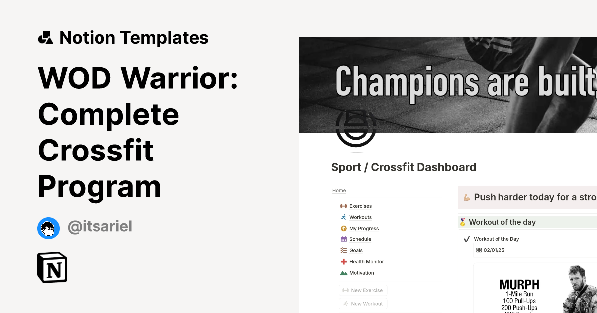 WOD Warrior: Complete Crossfit Program Template | Notion Marketplace