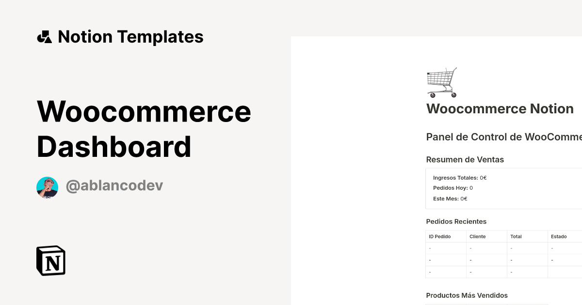 Woocommerce Dashboard Template | Notion Marketplace