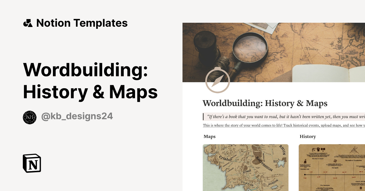Wordbuilding: History & Maps Template by KB Custom Designs | Notion ...