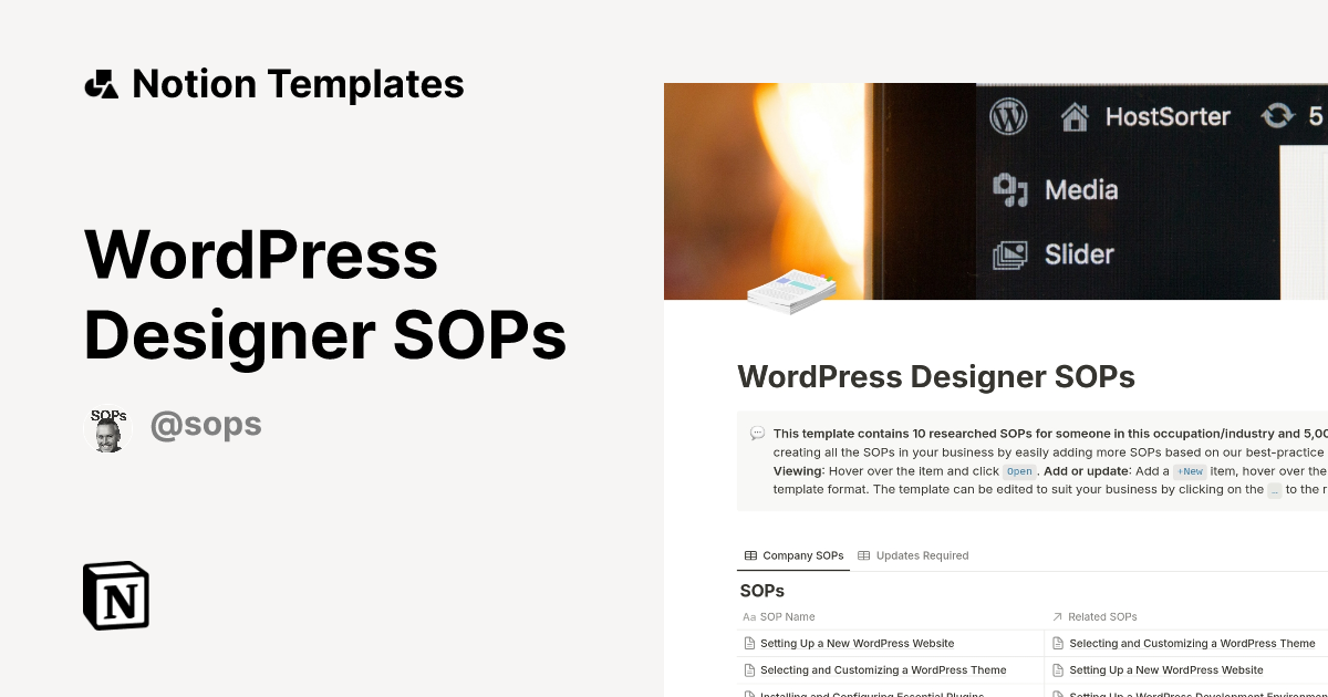 WordPress Designer SOPs Template | Notion Marketplace