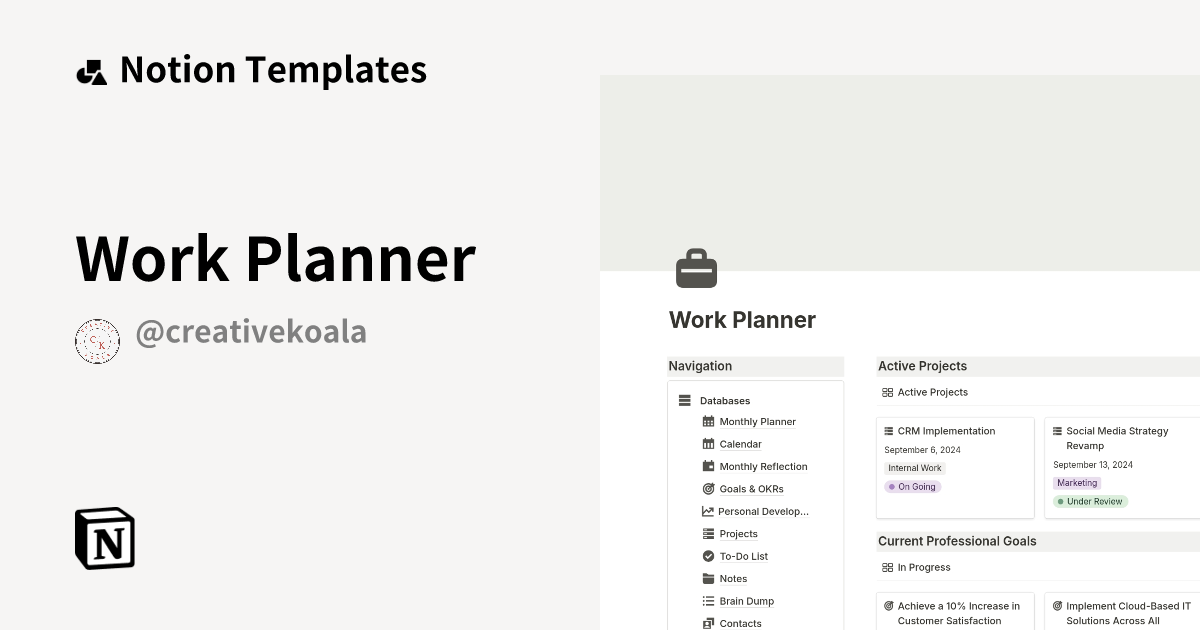 Work Planner Template | Notion Marketplace