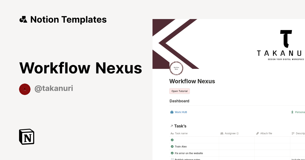 Workflow Nexus Template by Takanuri | Notion Marketplace